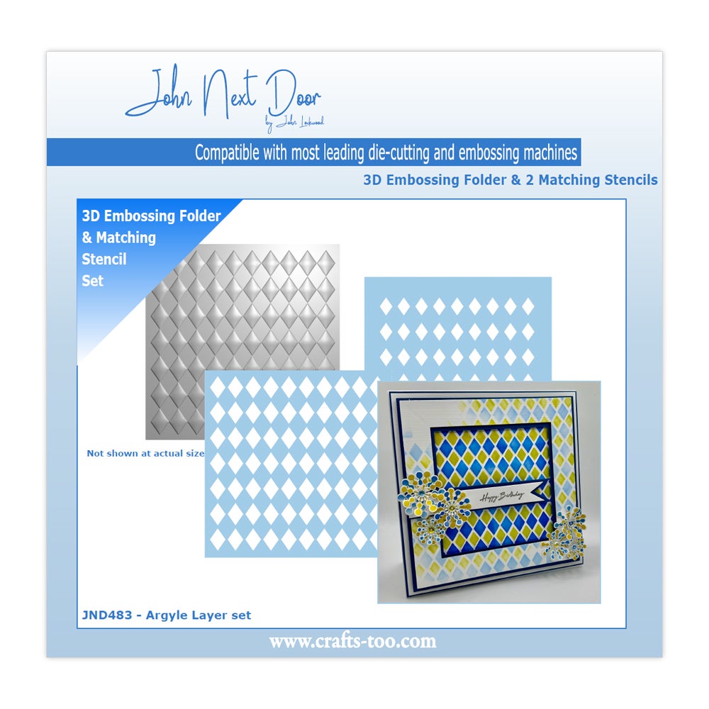 John Next Door 3D Embossing Folder & Stencils - Argyle Layer JND483 ...