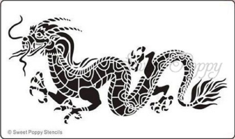 Sweet Poppy Dragon Stencils SP2-107 | Craft Bliss