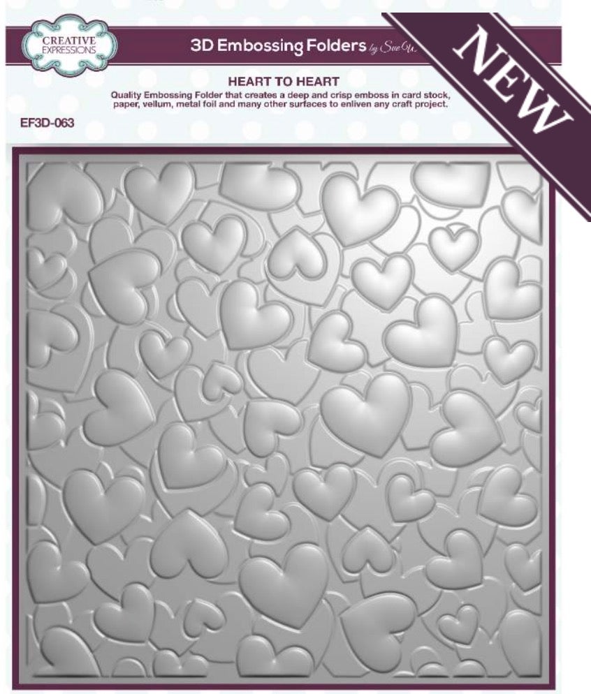 Creative Expressions Heart To Heart 8 in x 8 in 3D Embossing Folder ...