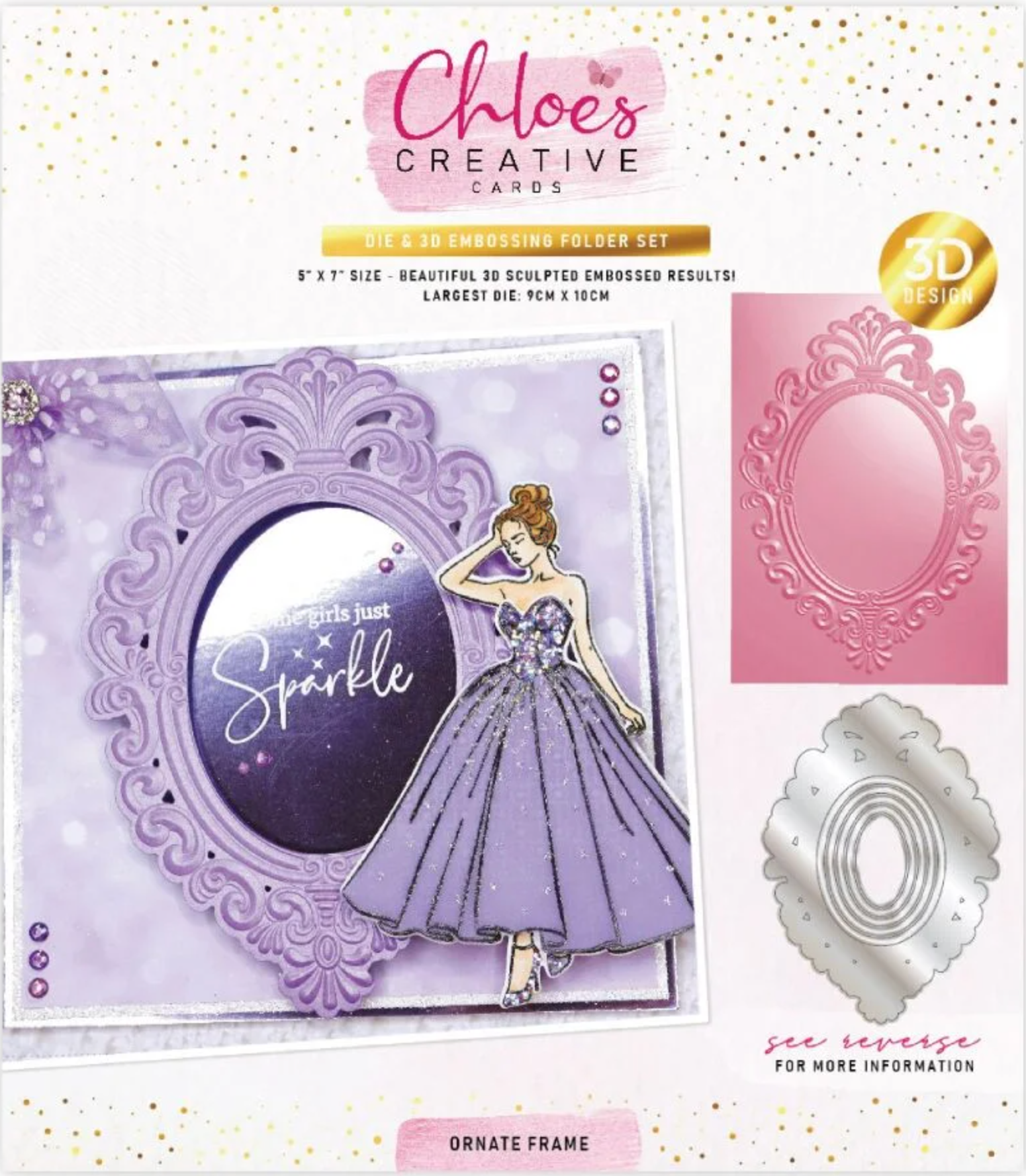 Chloes Creative Cards Ornate Frame 5x7 3D Embossing Folder & Metal Die ...