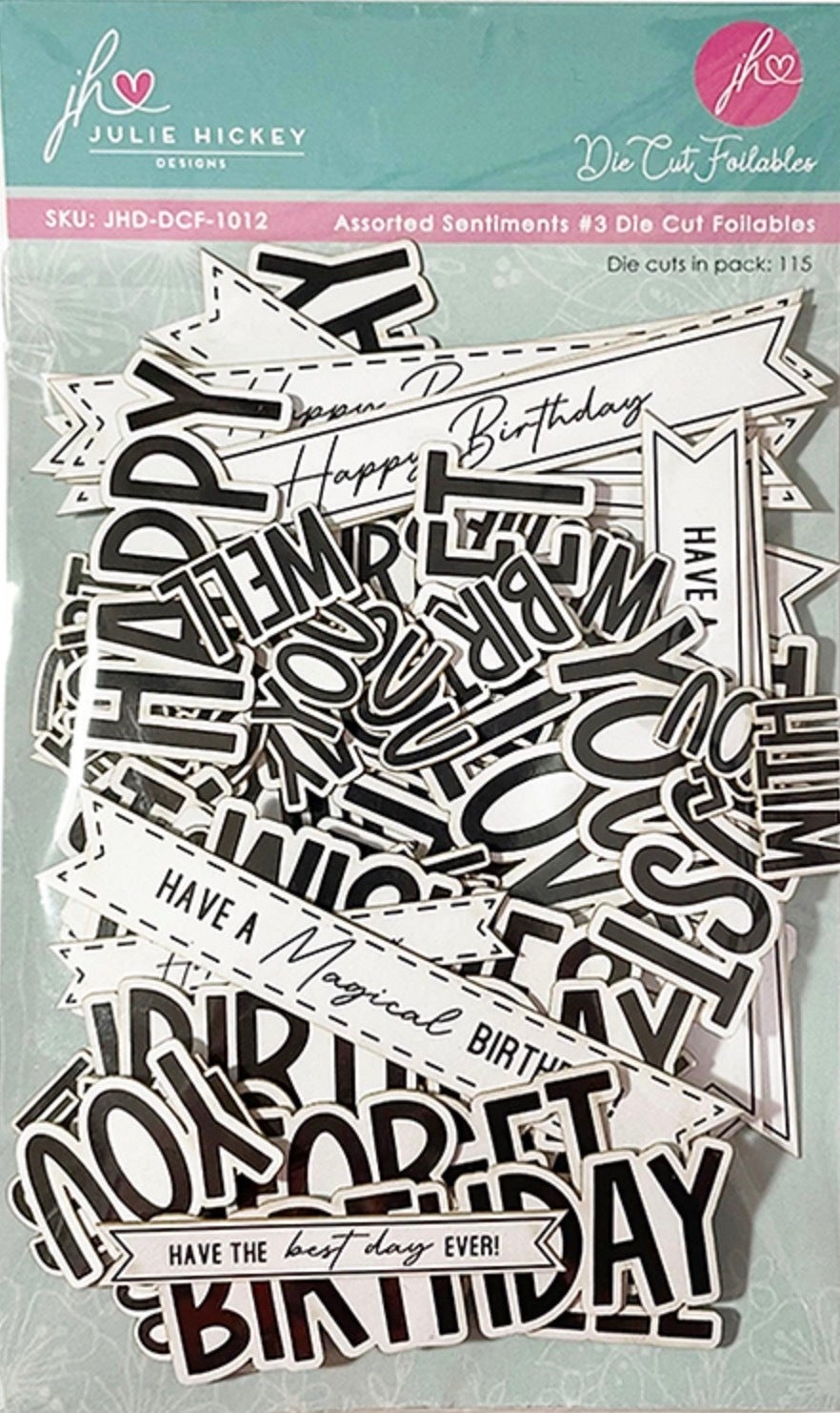 Julie Hickey Designs Assorted Sentiments #3 Die Cut Foilables | Craft Bliss