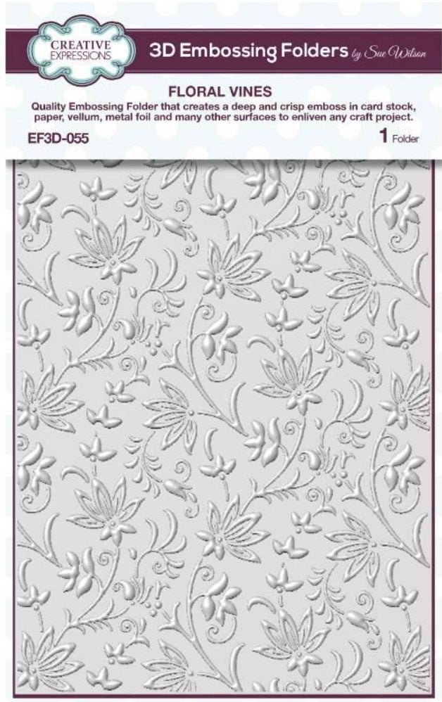 Sue Wilson Floral Vines Embossing Folder EF3D-055 | Craft Bliss